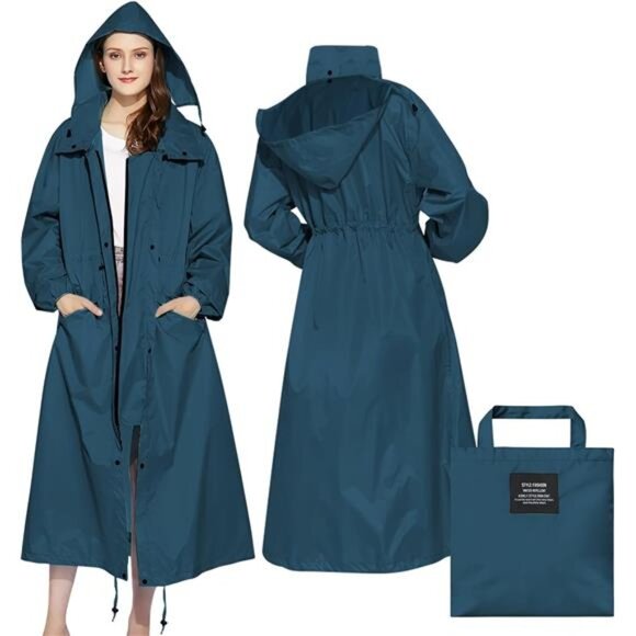 Jackets & Coats | Womens Long Raincoat Rain Jacket Waterproof Packable ...